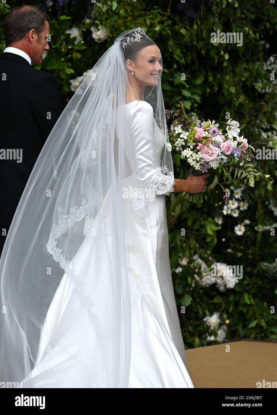 Chester, UK. June 7th, 2024. Olivia Henson arrives for her wedding to ...