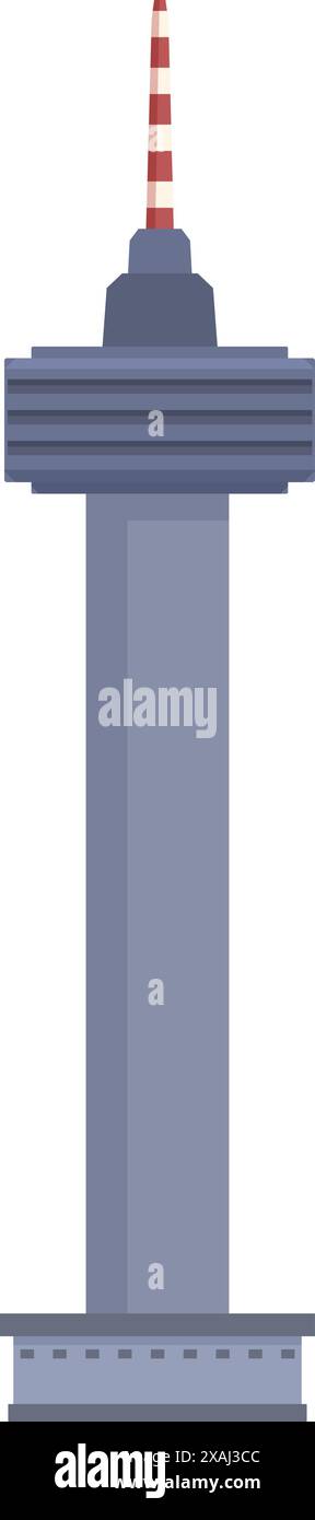 Illustration of the n seoul tower standing on a mountain peak, a ...