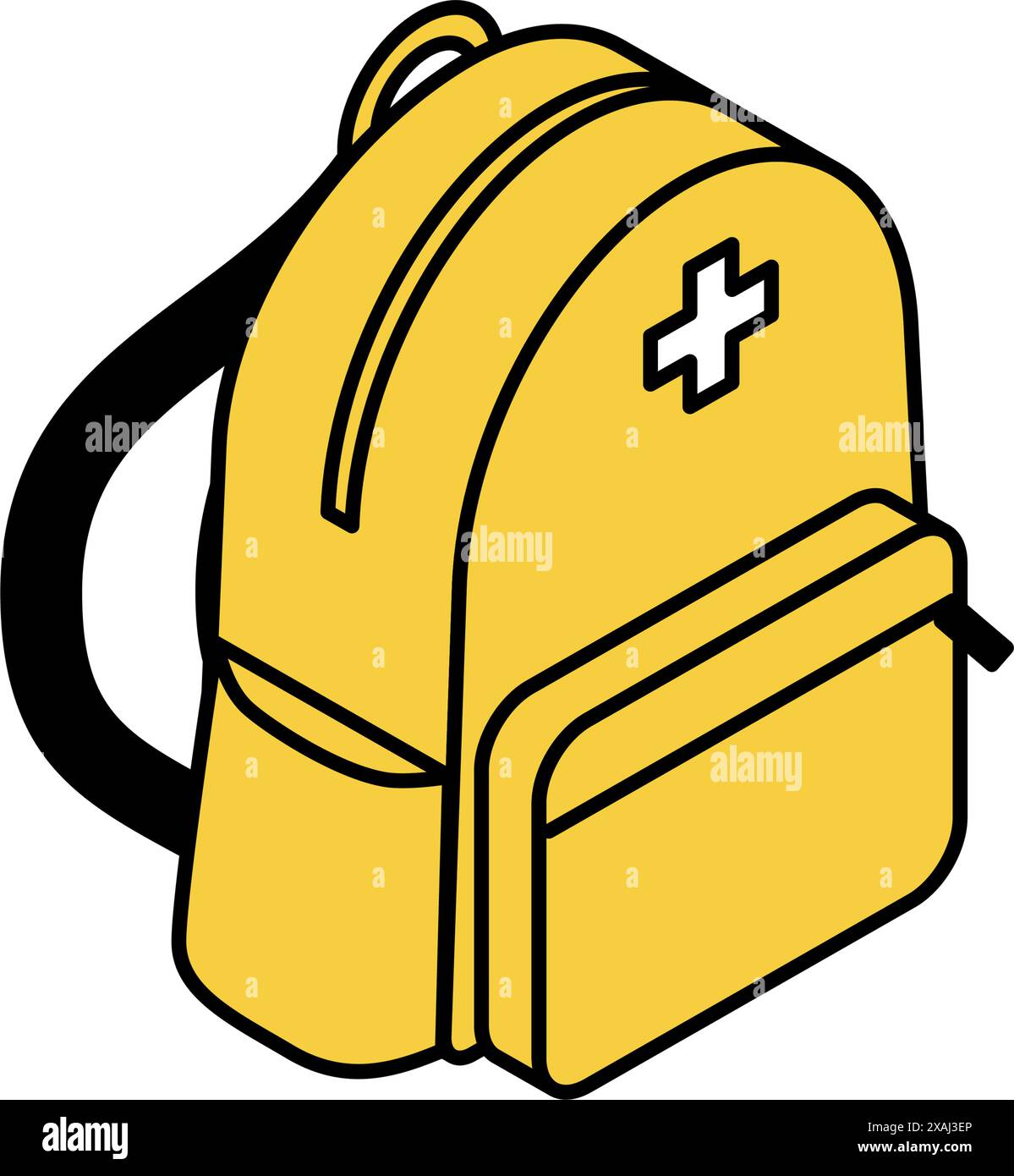 Simple line drawing of emergency kit, emergency rucksack, isometric ...