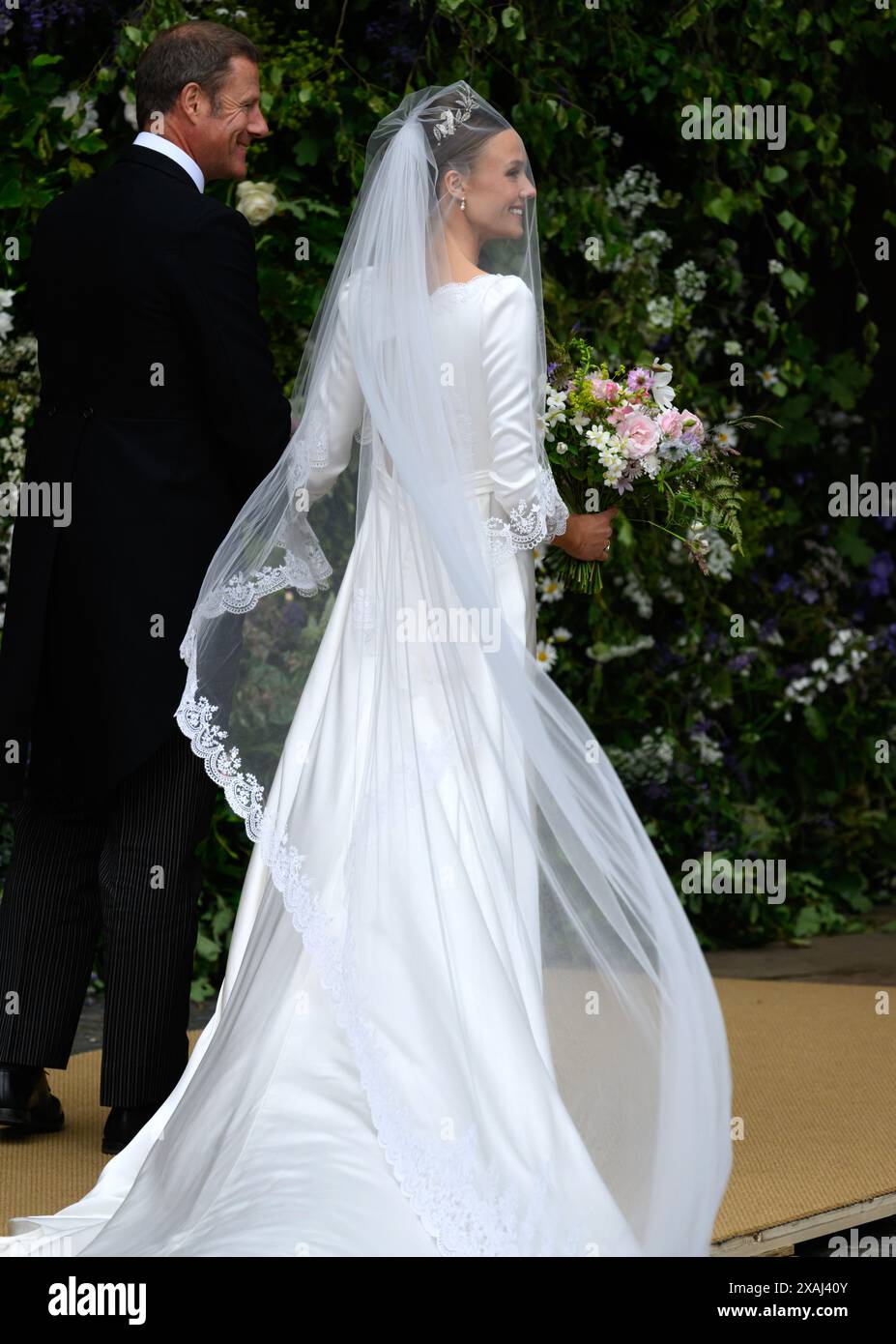Chester, UK. June 7th, 2024. Olivia Henson arrives for her wedding to ...