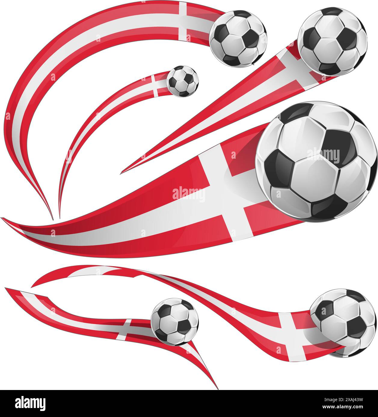 Denmark flag set with soccer ball set icon. vector illustration Stock ...