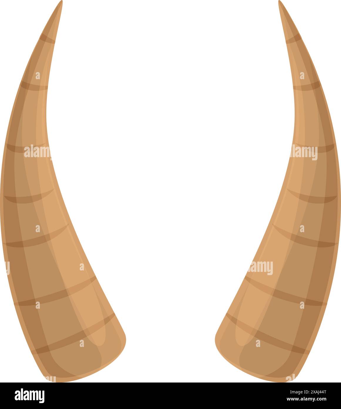 Pair of brown animal horns pointing upwards with brown stripes on a ...