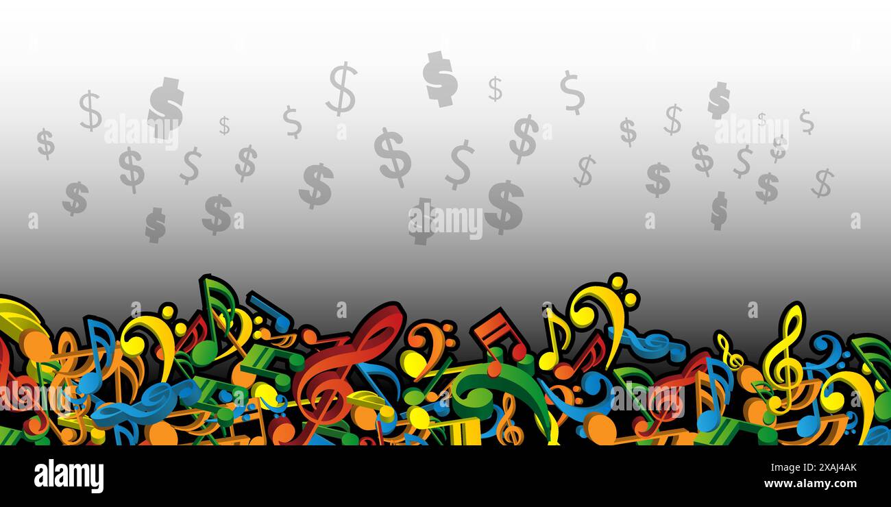 Music Makes Money - Concept Design with Pile of Multicolored 3D Fallen ...