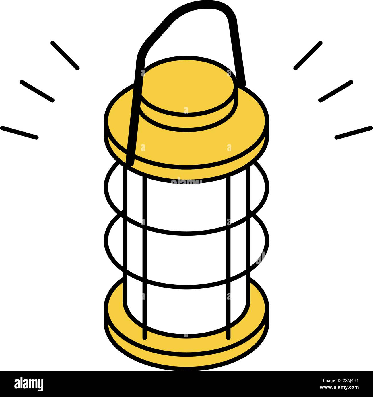 Simple line drawing of emergency kit, lantern, isometric illustration ...