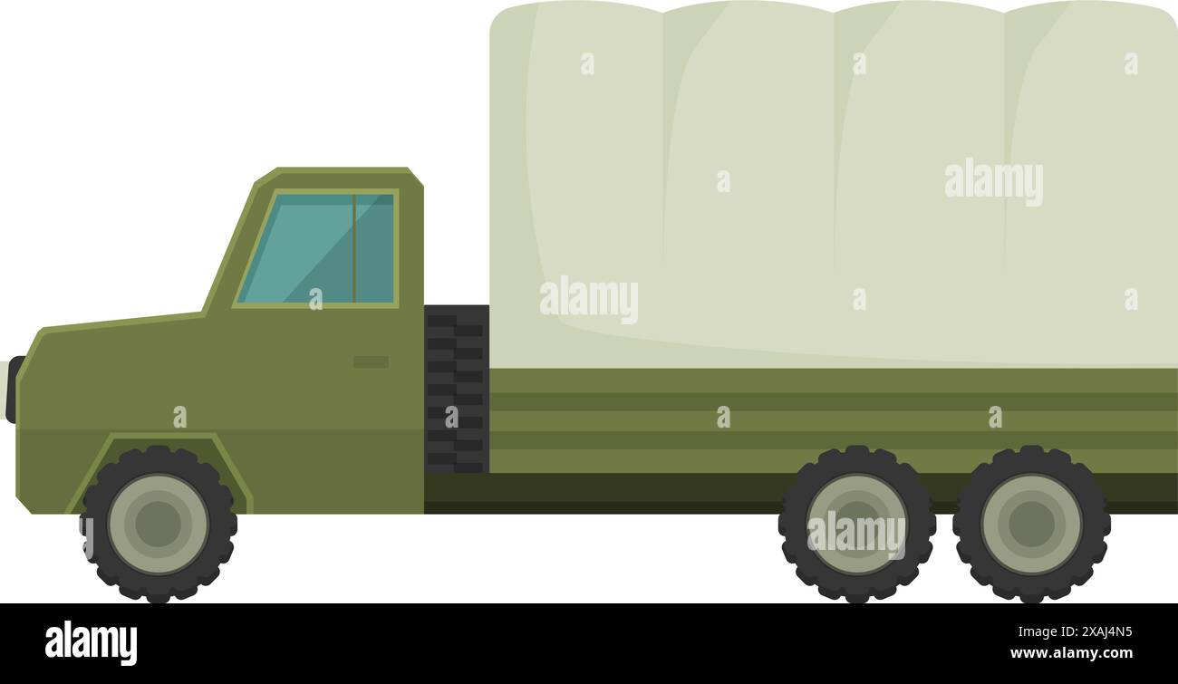 Illustration of a military truck transporting cargo, emphasizing its ...