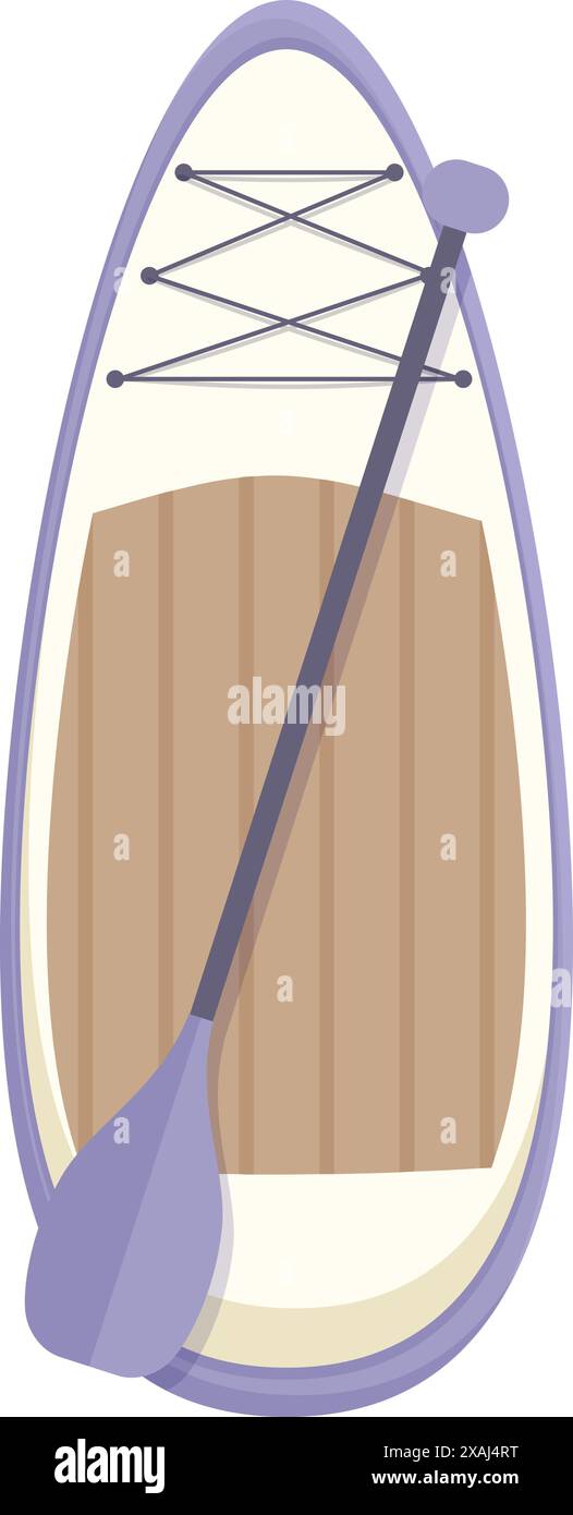 Modern stand up paddle board with a paddle is shown on a white ...