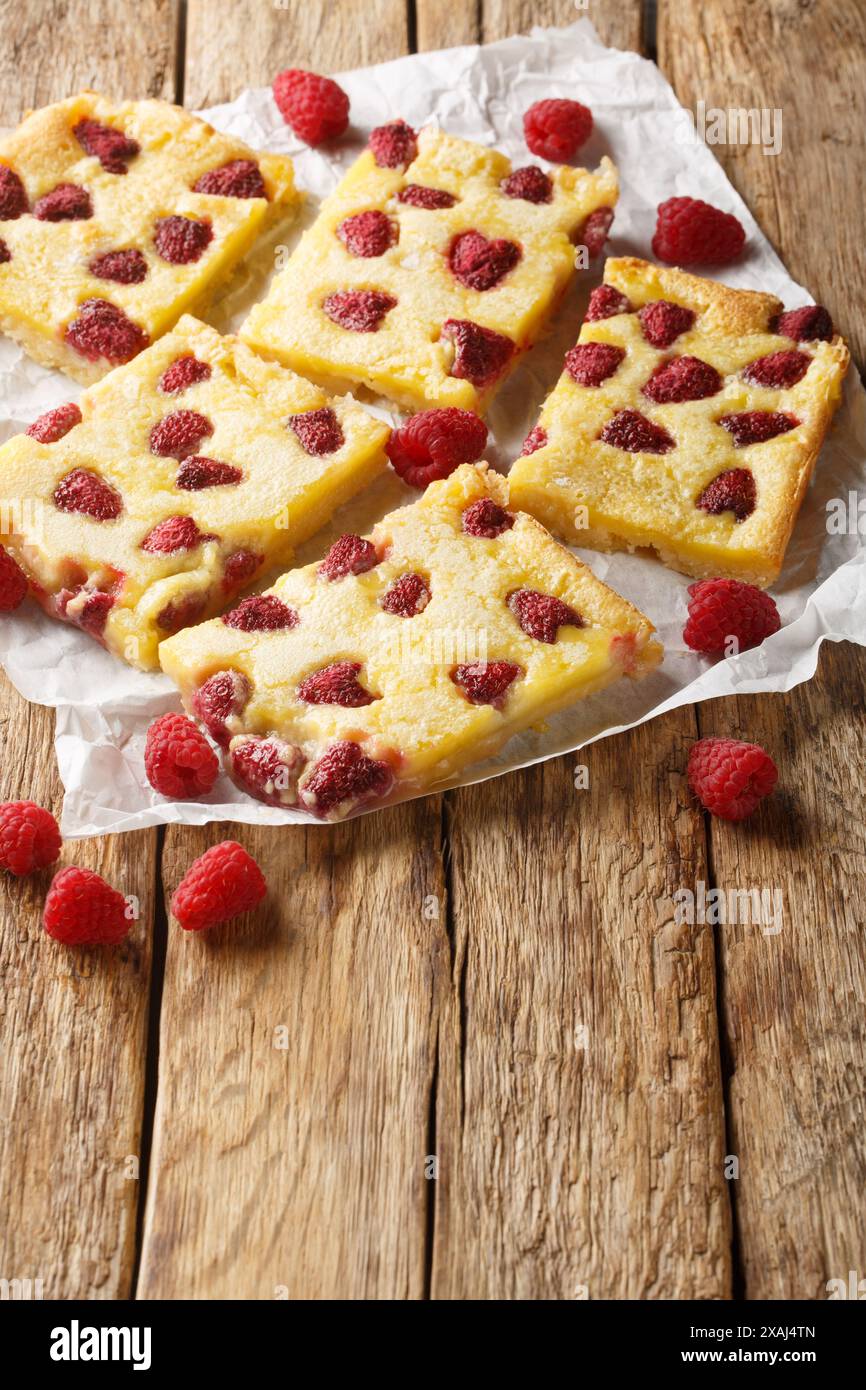 Homemade German berry pie with raspberry and custard closeup on the ...