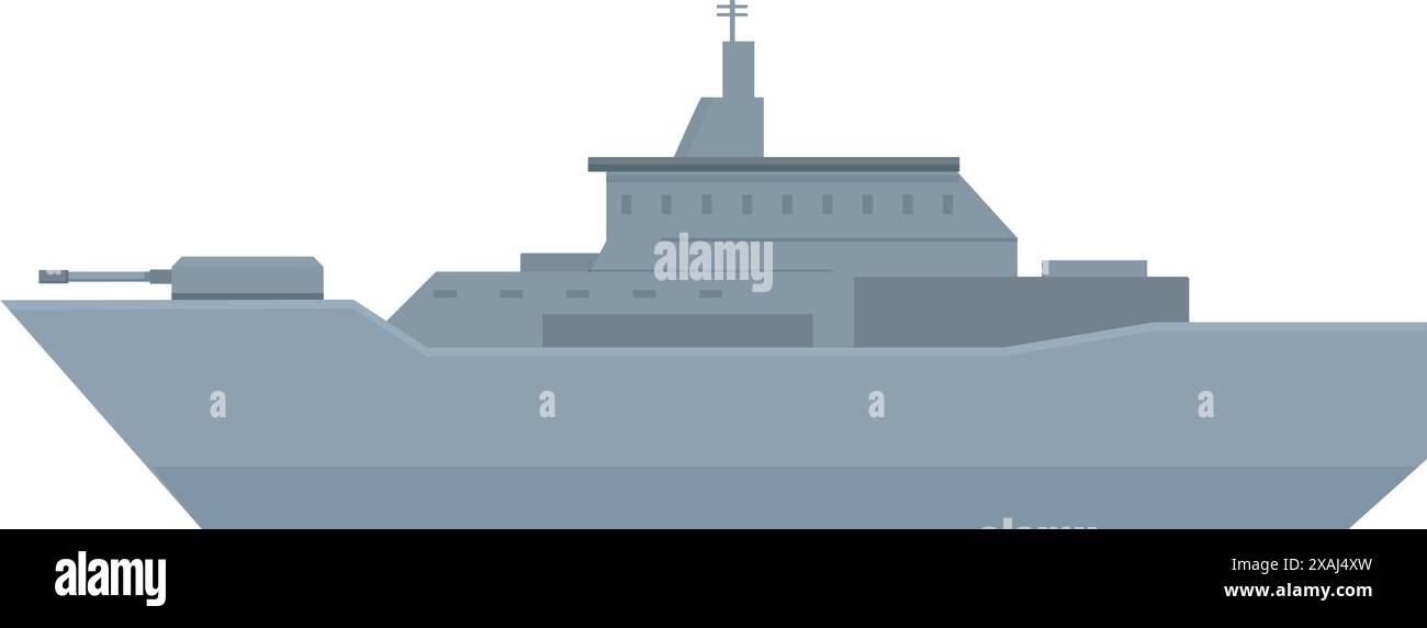 Military ship sailing on water, armed forces protecting country borders ...