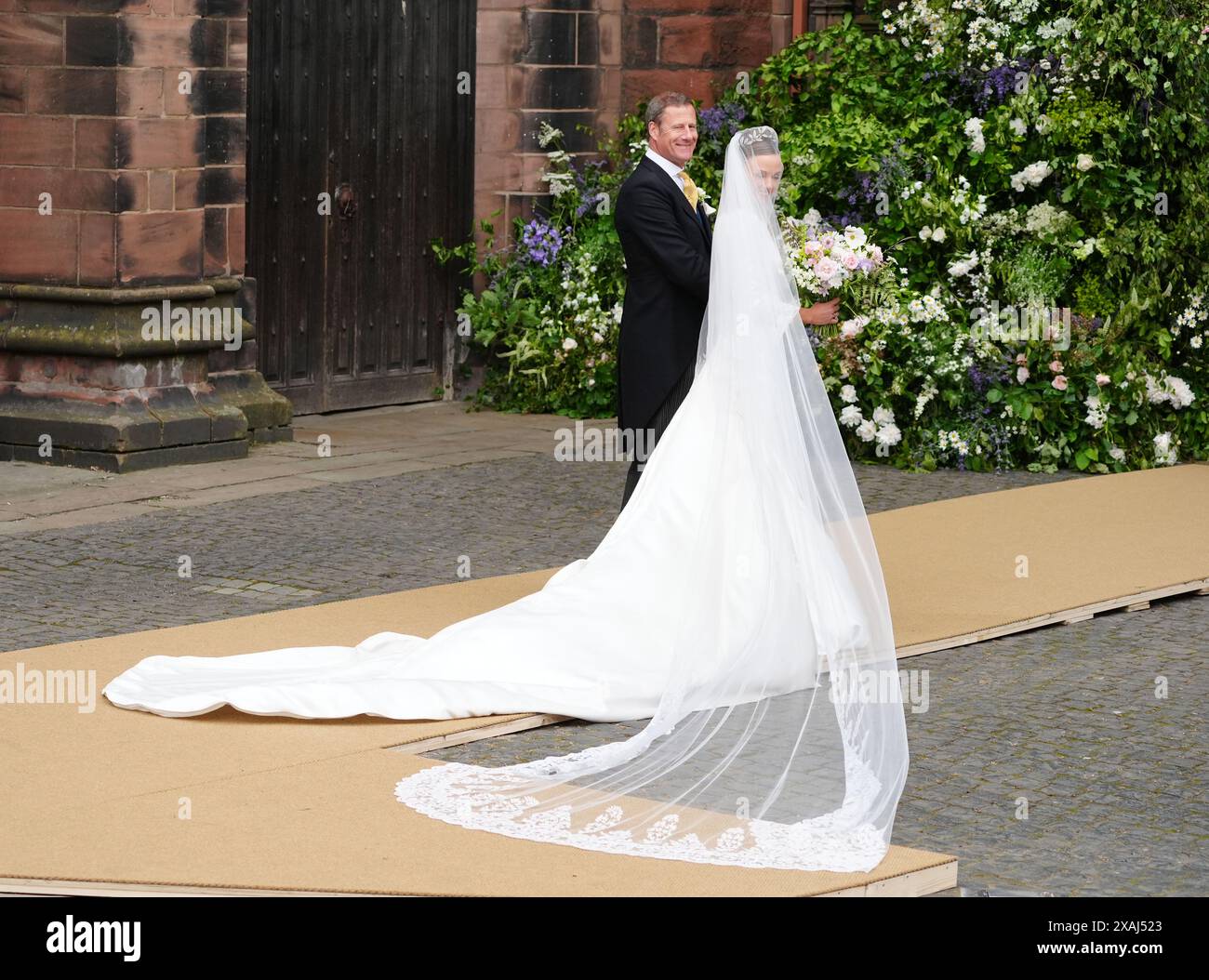 Olivia Henson, with her father Rupert Henson, arrives for her wedding ...