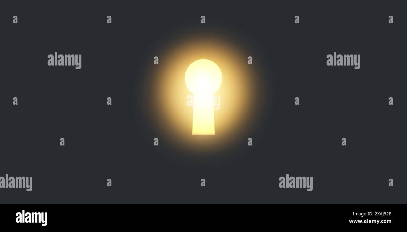 Hope Curiosity Or New Solution Freedom Concept Key Hole On Dark Wall With Shiny Bright Light