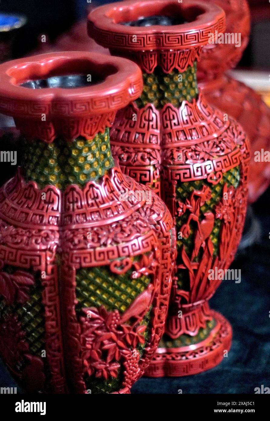 (240607) -- BEIJING, June 7, 2024 (Xinhua) -- Carved lacquer artworks ...