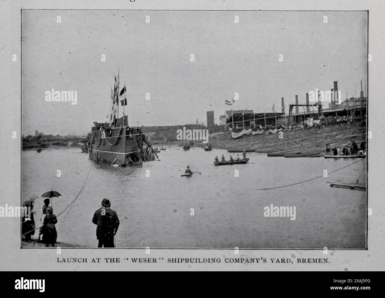 LAUNCH AT THE WESER SHIPBUILDING COMPANY'S YARD, BREMEN. from the ...