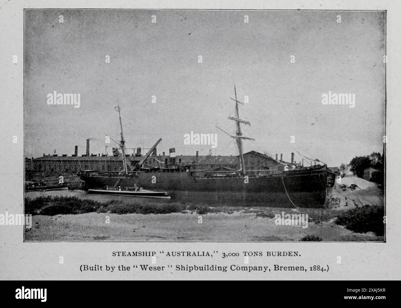 STEAMSHIP AUSTRALIA, 3,000 TONS BURDEN. (Built by the Weser ...