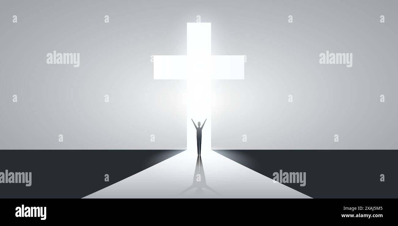 Christian Cross Symbol with Standing Man-Sign of Crucifix, Easter ...