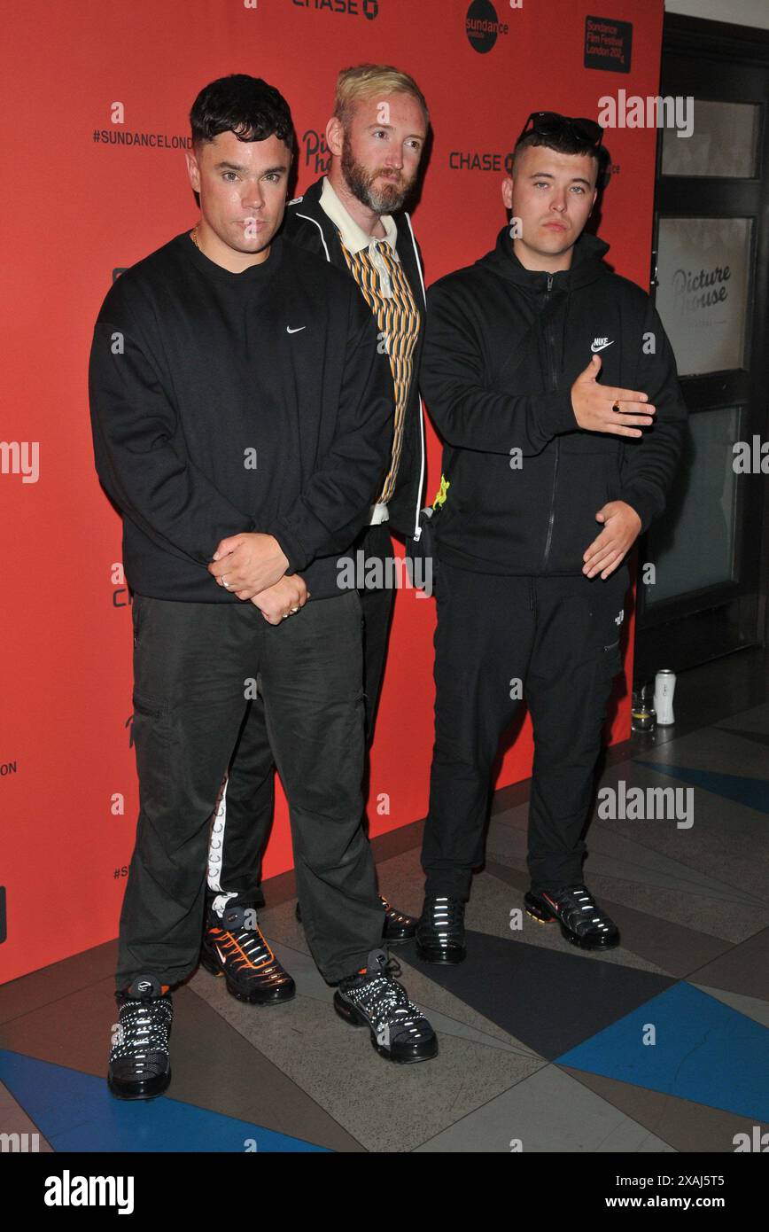 (L-R) Mo Chara, DJ Provai and Moglai Bap at the "Kneecap" opening film ...