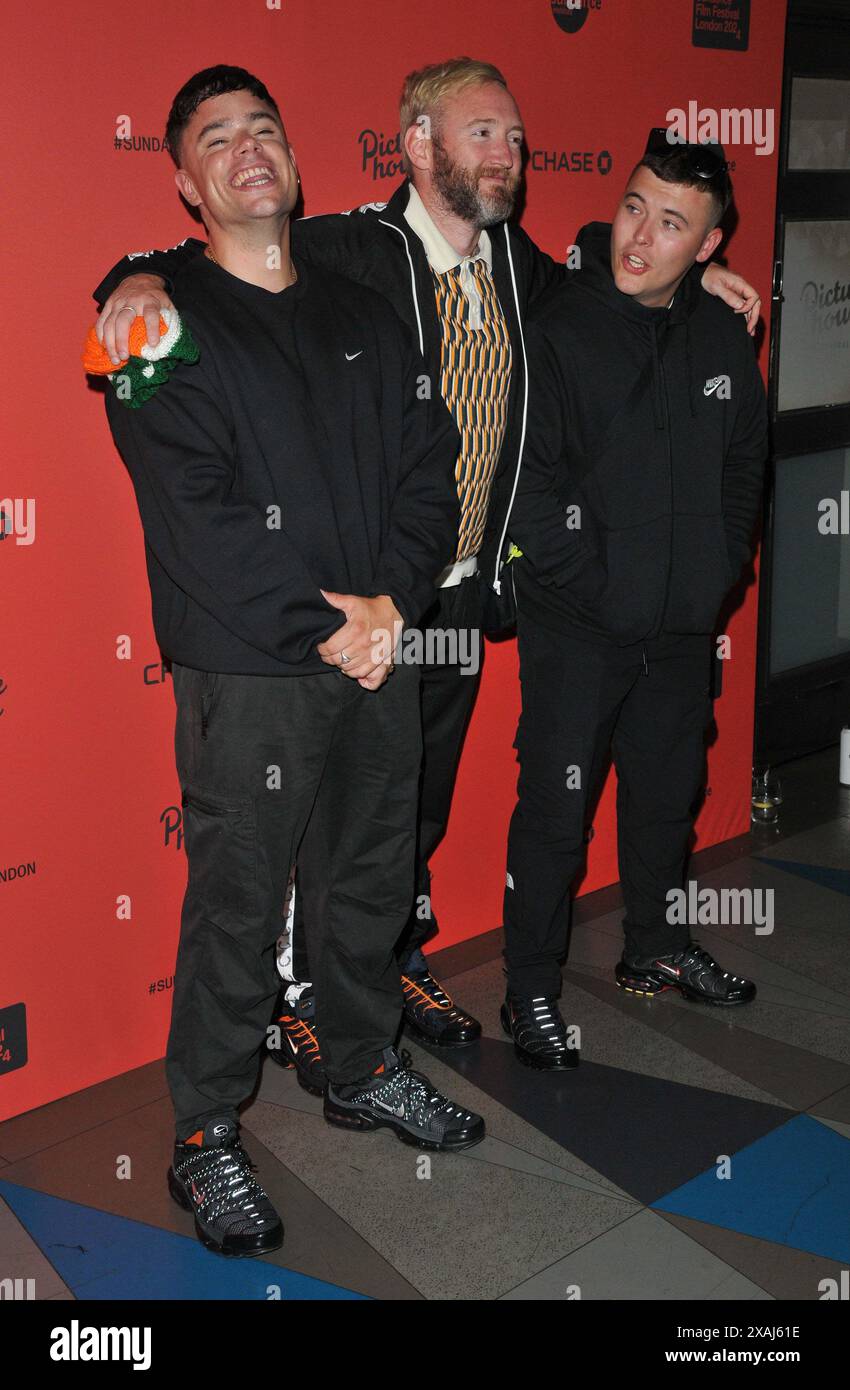 (L-R) Mo Chara, DJ Provai and Moglai Bap at the "Kneecap" opening film ...