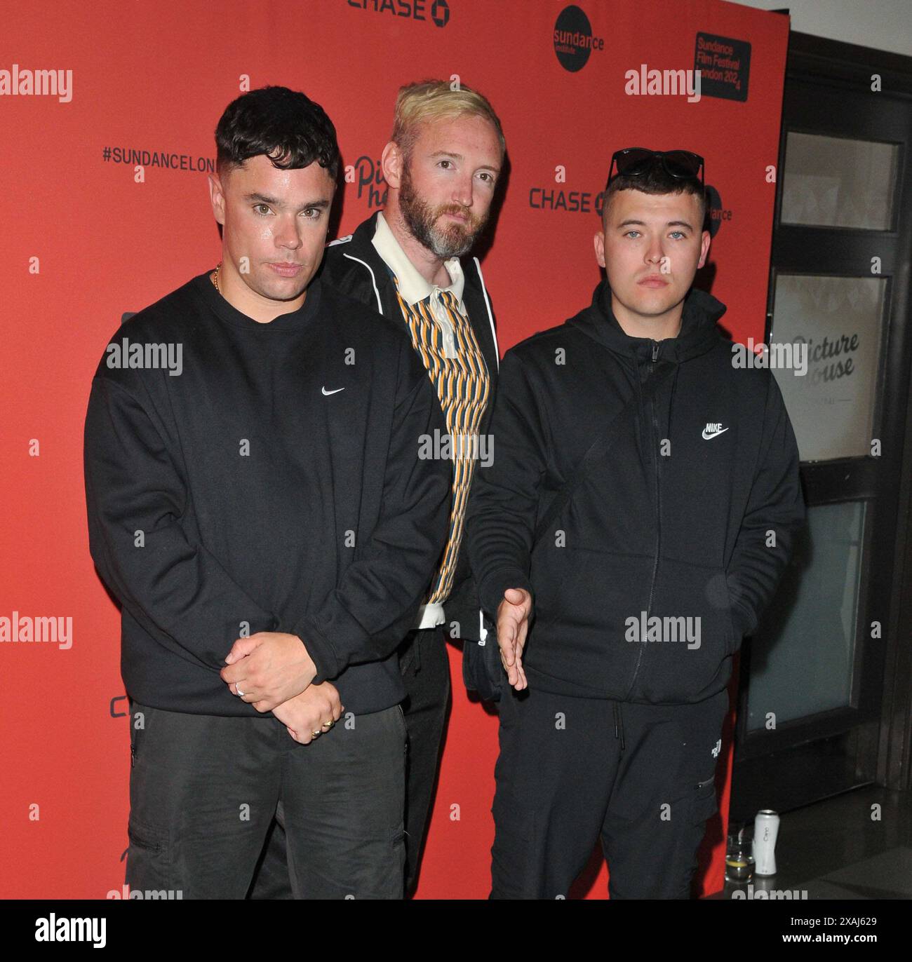 (L-R) Mo Chara, DJ Provai and Moglai Bap at the "Kneecap" opening film ...