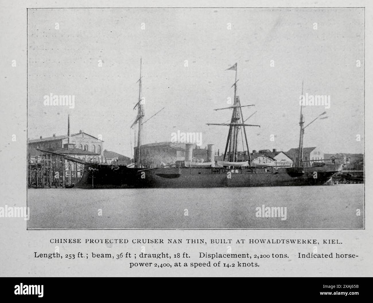 CHINESE PROTECTED CRUISER NAN THIN, BUILT AT HOWALDTSWERKE. KIEL. from ...