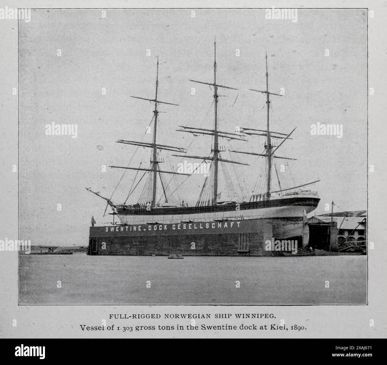 FULL-RIGGED NORWEGIAN SHIP WINNIPEG. Vessel of 1303 gross tons in the ...
