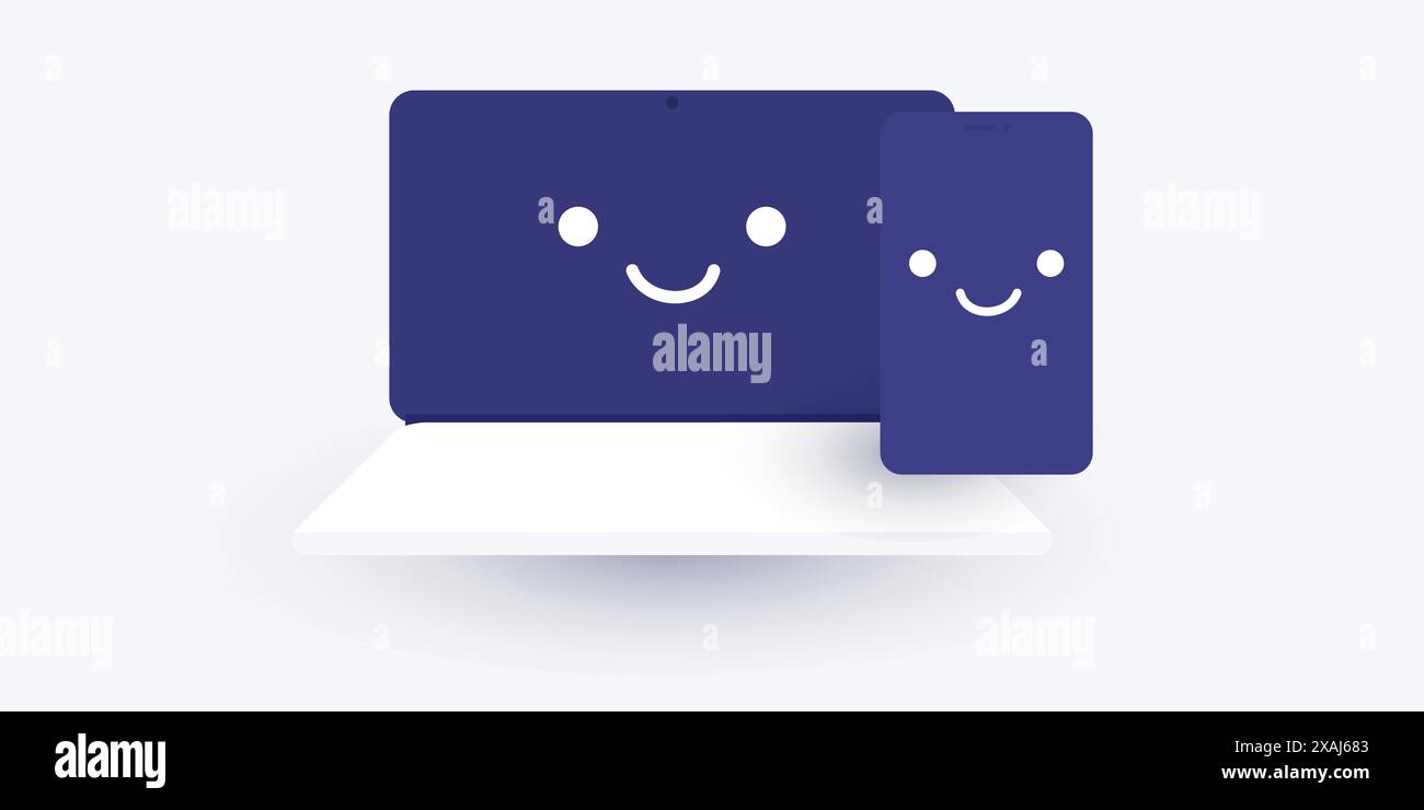 Funny, Smiling Faces on Computer and Mobile Phone Screens - Icon ...