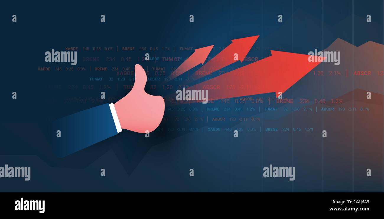 Great Growth, Success in Business - Vector Illustration of Big Red Up ...