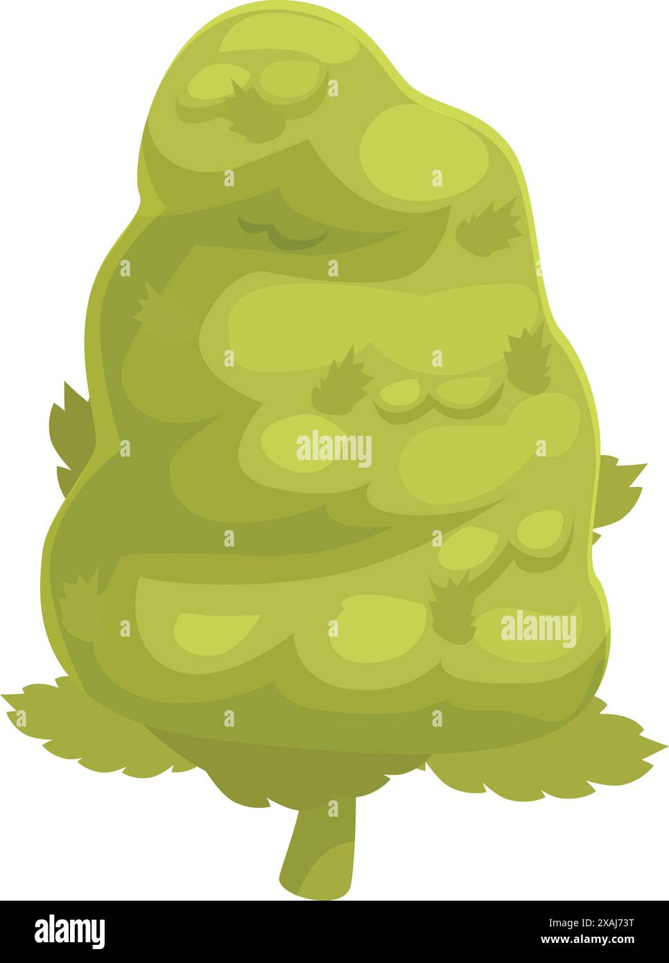 Illustration of a big green cannabis flower growing with its leaves ...