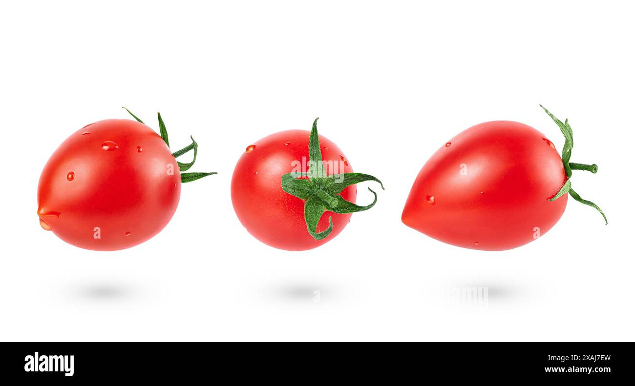 Set of falling tomatoes isolated with clipping path. Full depth Stock ...