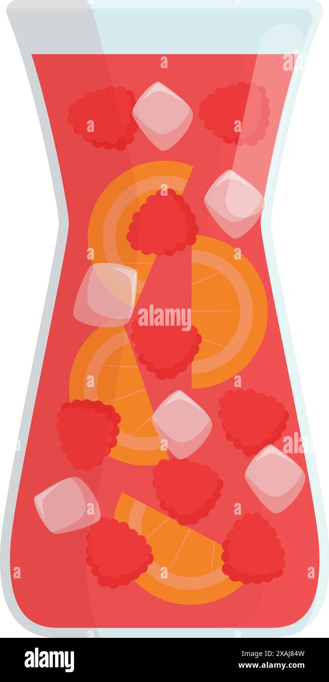 Glass jug filled with sangria with sliced oranges hi-res stock ...