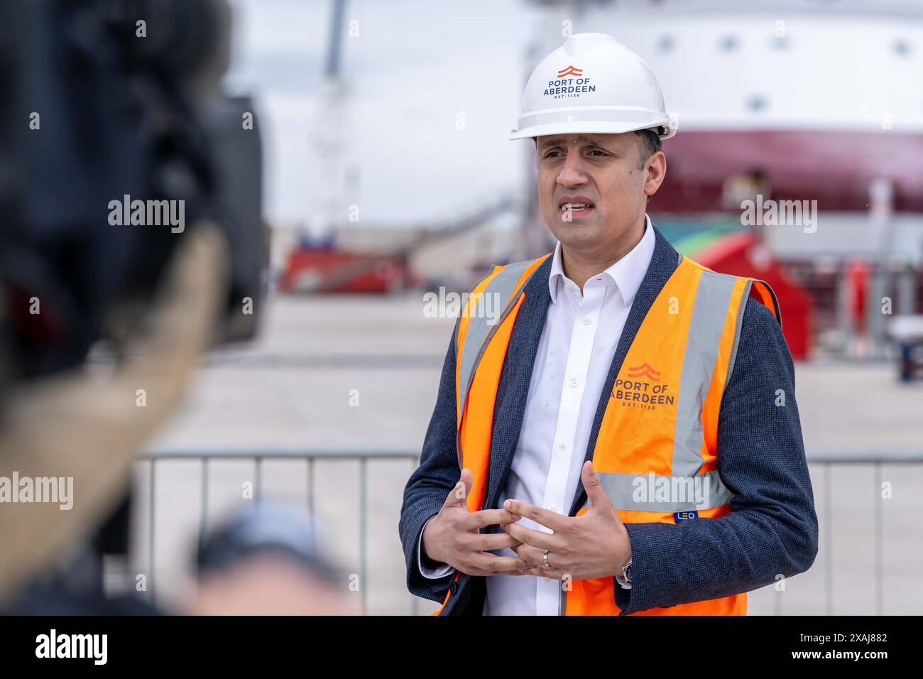 Scottish Labour leader Anas Sarwar during a visit to Port of Aberdeen ...