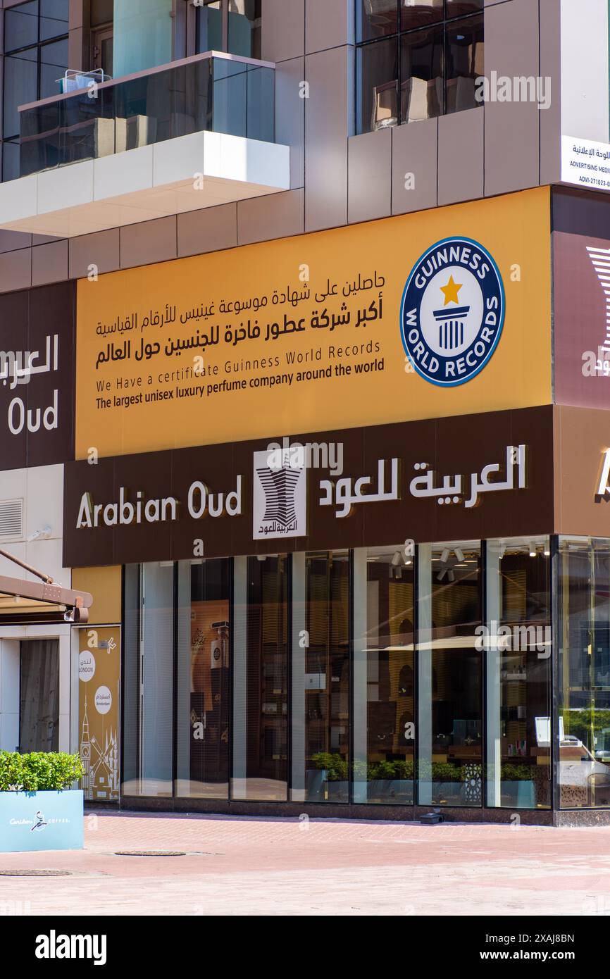 Arabian Oud Perfume shop on Sheikh Zayed Road in Dubai City, UAE Stock ...