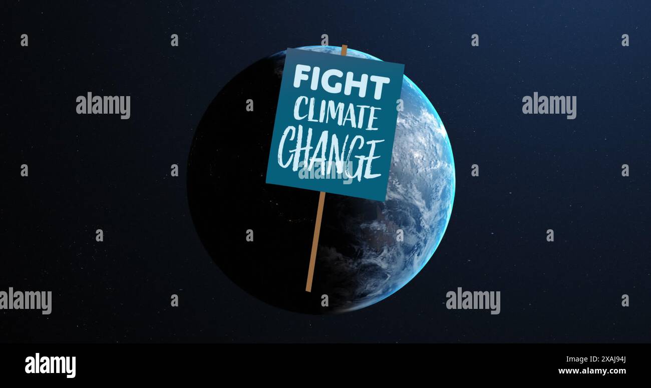 Image of fight climate change text over globe Stock Photo - Alamy