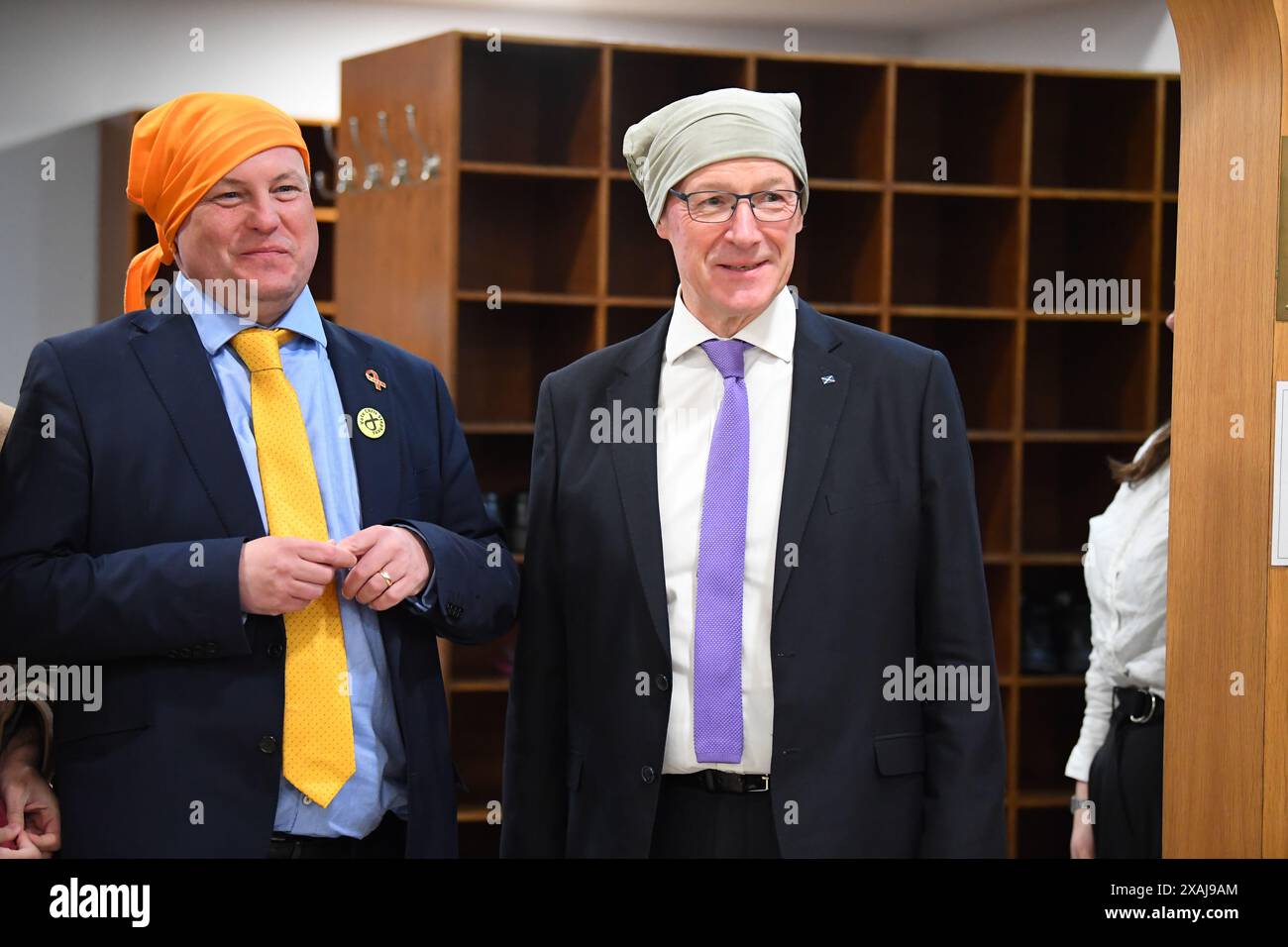 SNP leader John Swinney, with parliamentary candidate Chris Stephens ...