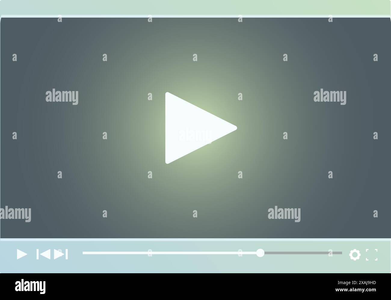 Illustration featuring a video player showing a big white play button on a dark background Stock ...