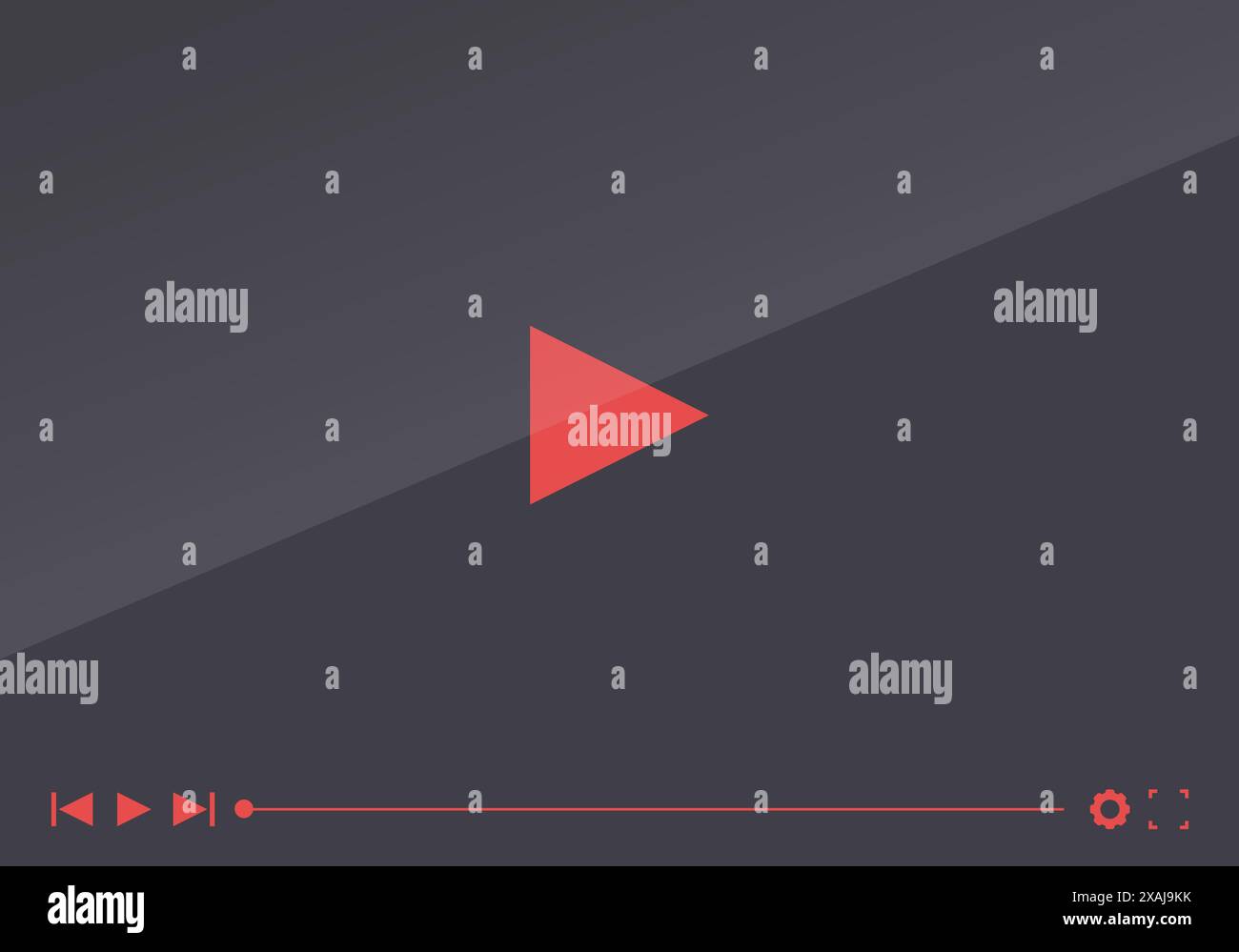 Simple video player is showing a red play button, with a dark ...