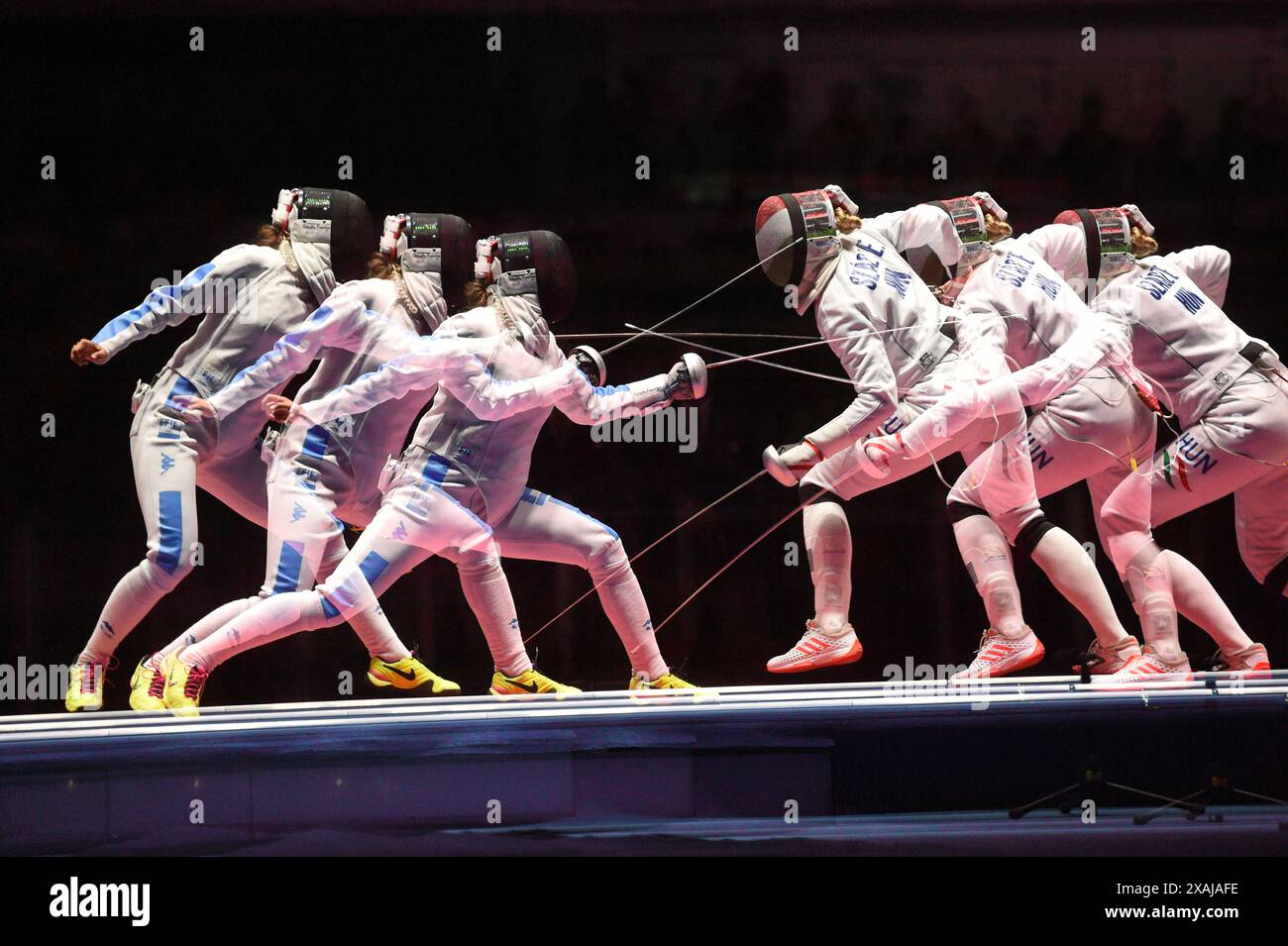 Tokyo - Japan, July 23, 2024, athletes during a fencing fight, at the ...
