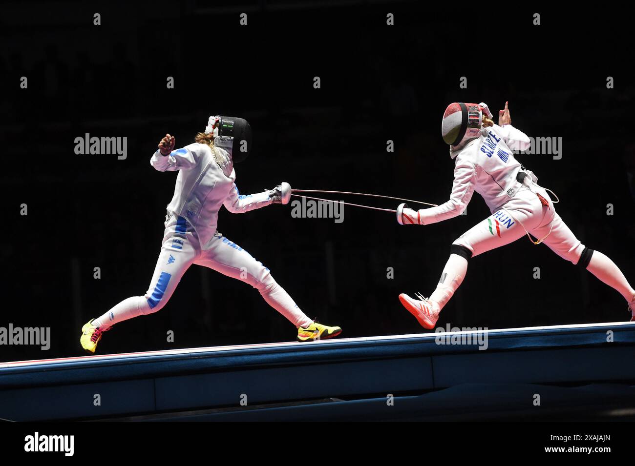 Tokyo - Japan, July 23, 2024, athletes during a fencing fight, at the ...