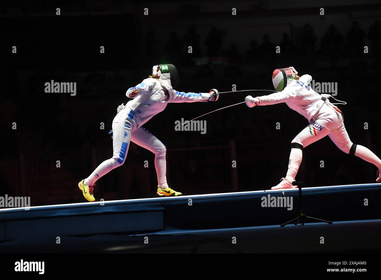 Tokyo - Japan, July 23, 2024, athletes during a fencing fight, at the ...