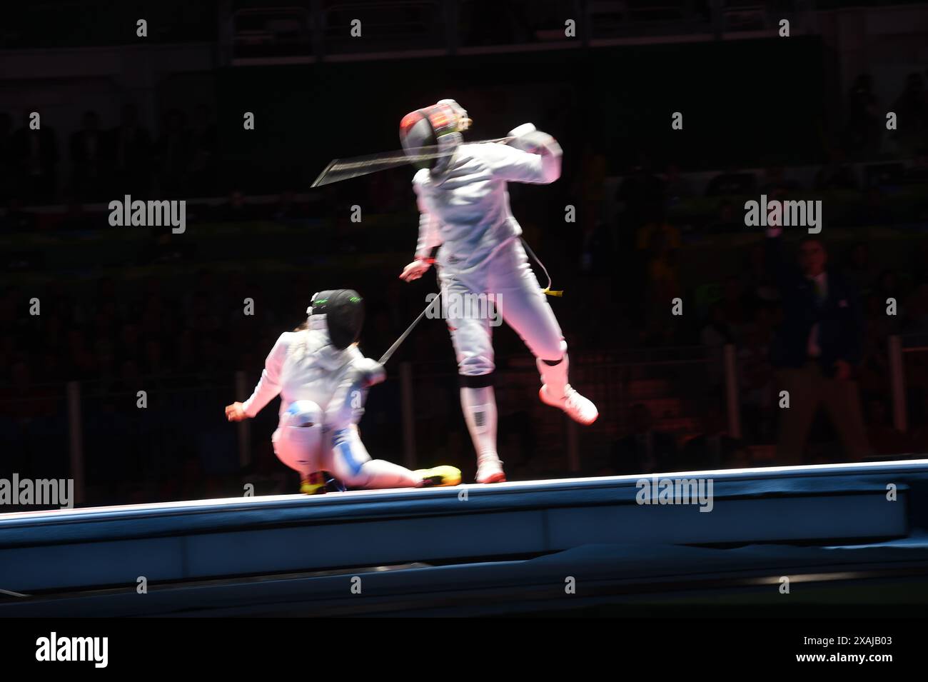 Tokyo - Japan, July 23, 2024, athletes during a fencing fight, at the ...