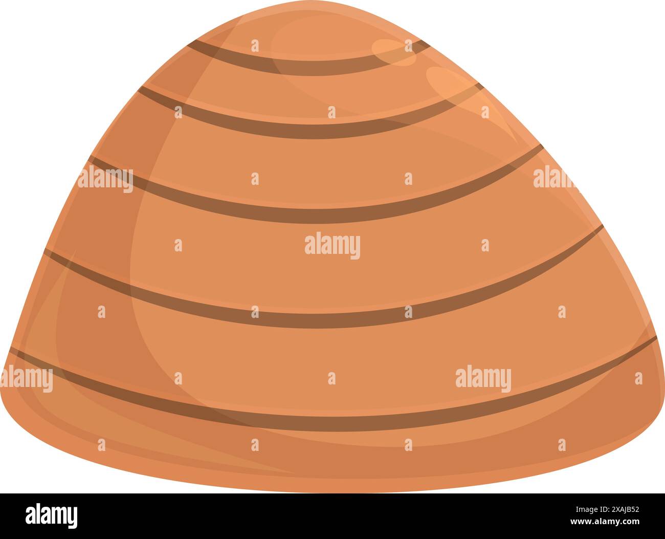 Smooth, brown rock formation with dark brown stripes sits on a white ...
