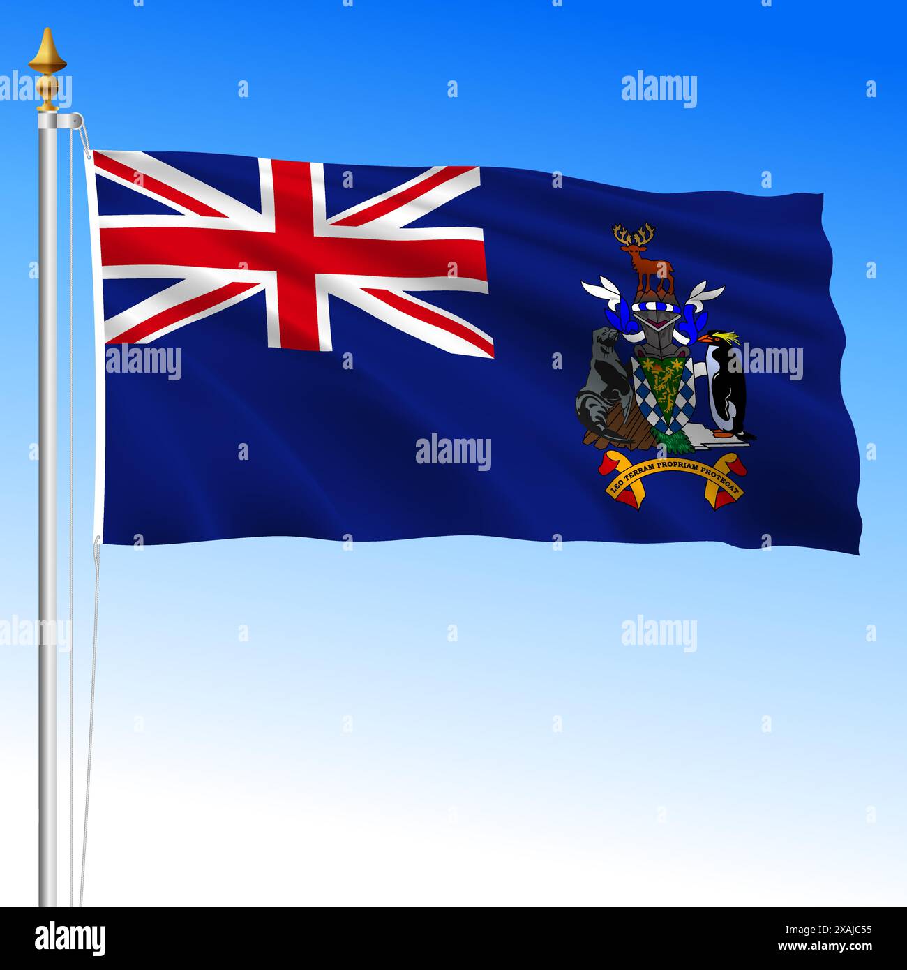 South Georgia and South Sandwich islands, official national waving flag ...