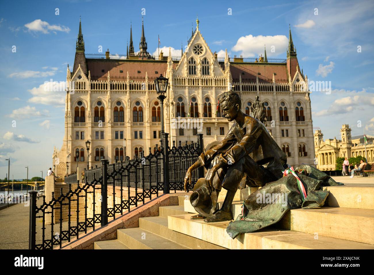 The Attila József Statue in front of the Hungarian Parliament Building ...