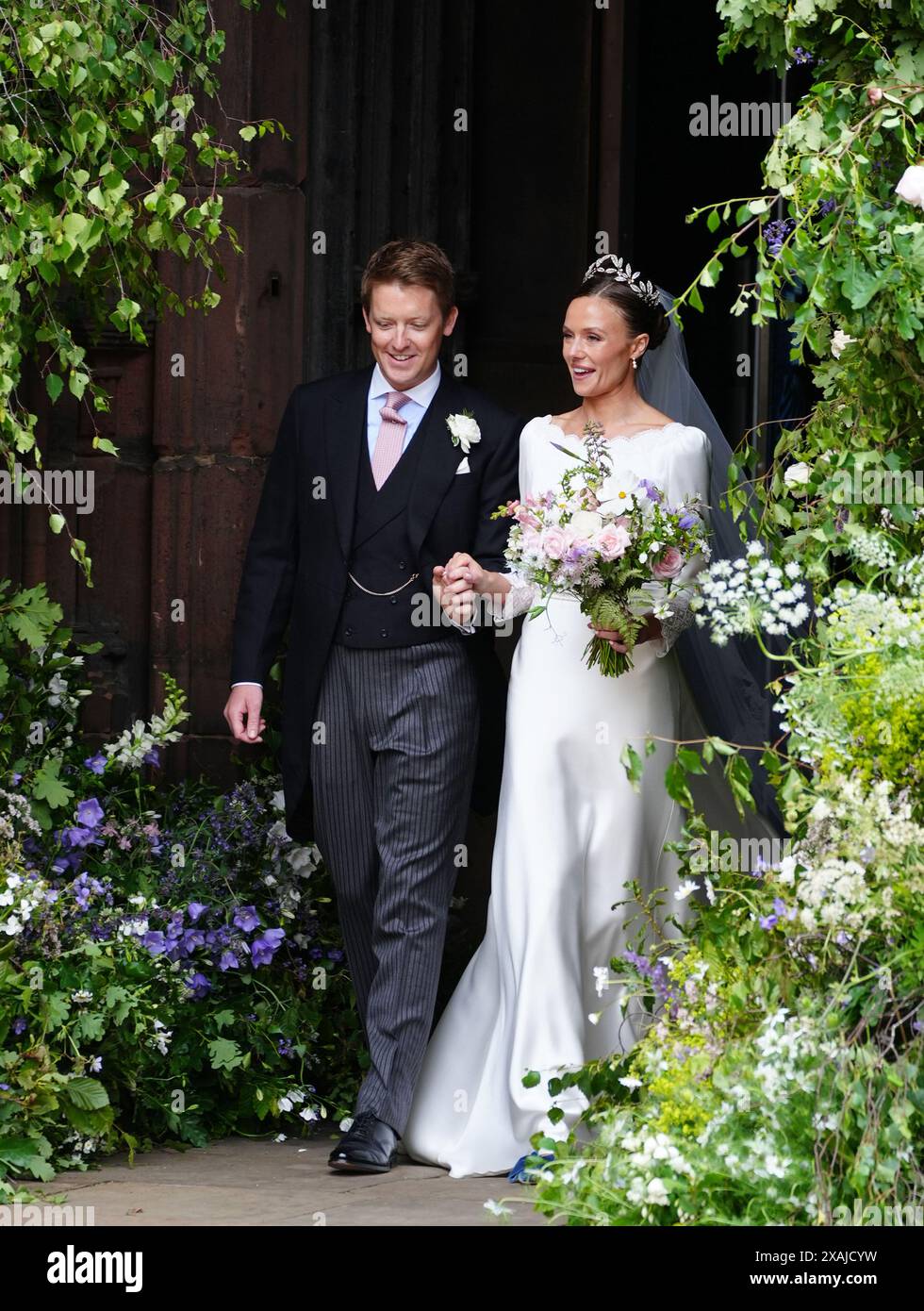 Olivia Henson and Hugh Grosvenor, the Duke of Westminster leave Chester ...