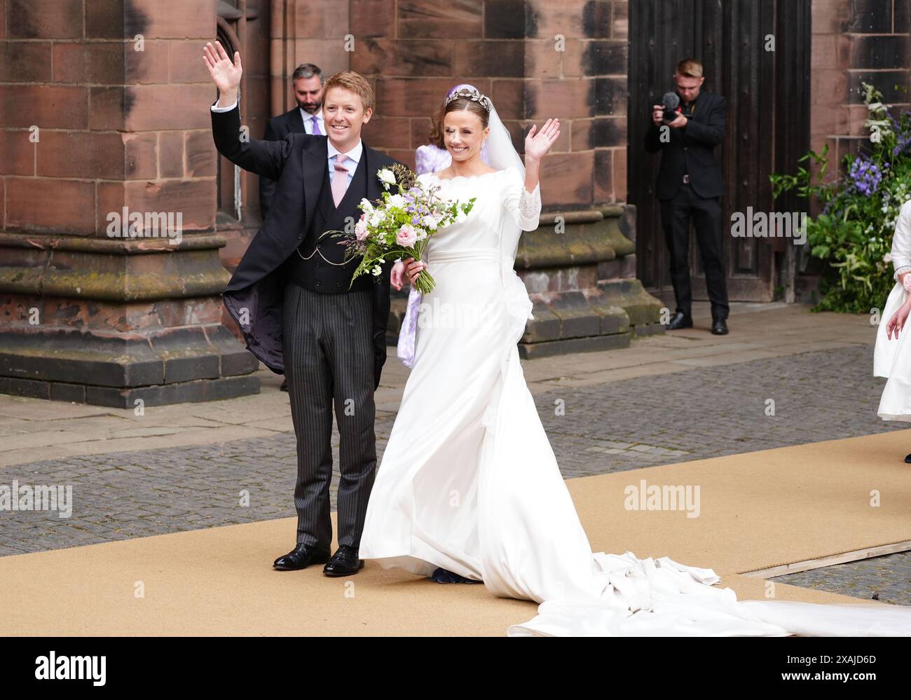Olivia Henson and Hugh Grosvenor, the Duke of Westminster leave Chester ...