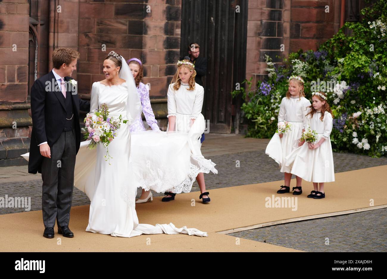 Olivia Henson and Hugh Grosvenor, the Duke of Westminster leave Chester ...