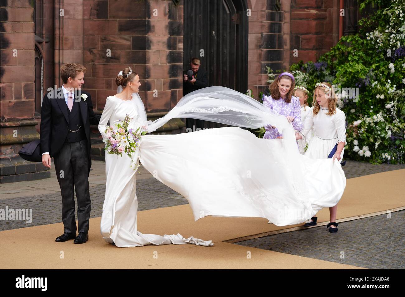 Olivia Henson and Hugh Grosvenor, the Duke of Westminster leave Chester ...