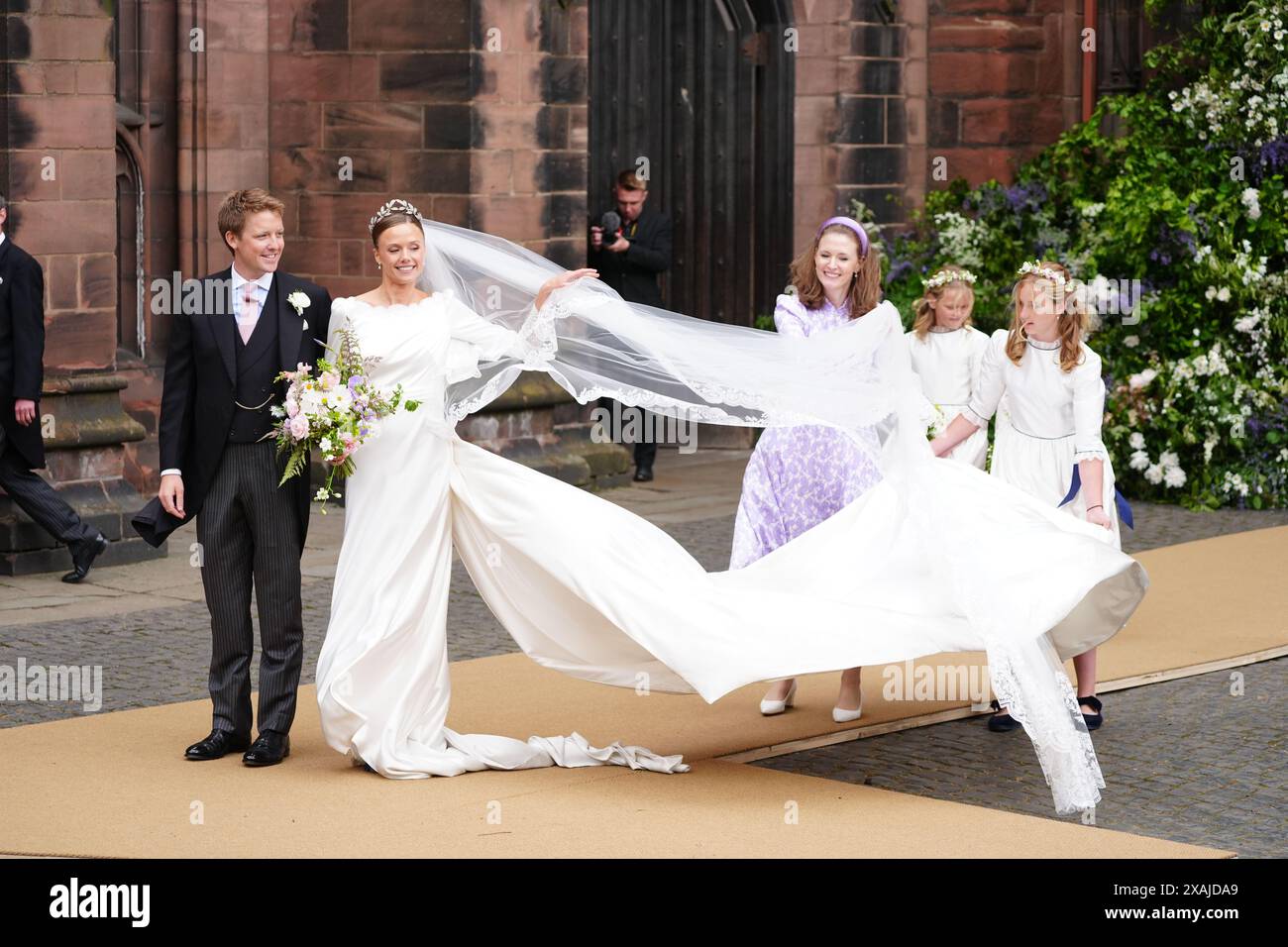Olivia Henson and Hugh Grosvenor, the Duke of Westminster leave Chester ...