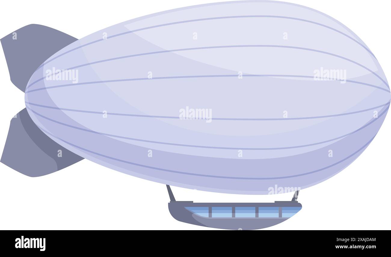 Large zeppelin airship flying in cloudy sky with gondola basket Stock ...