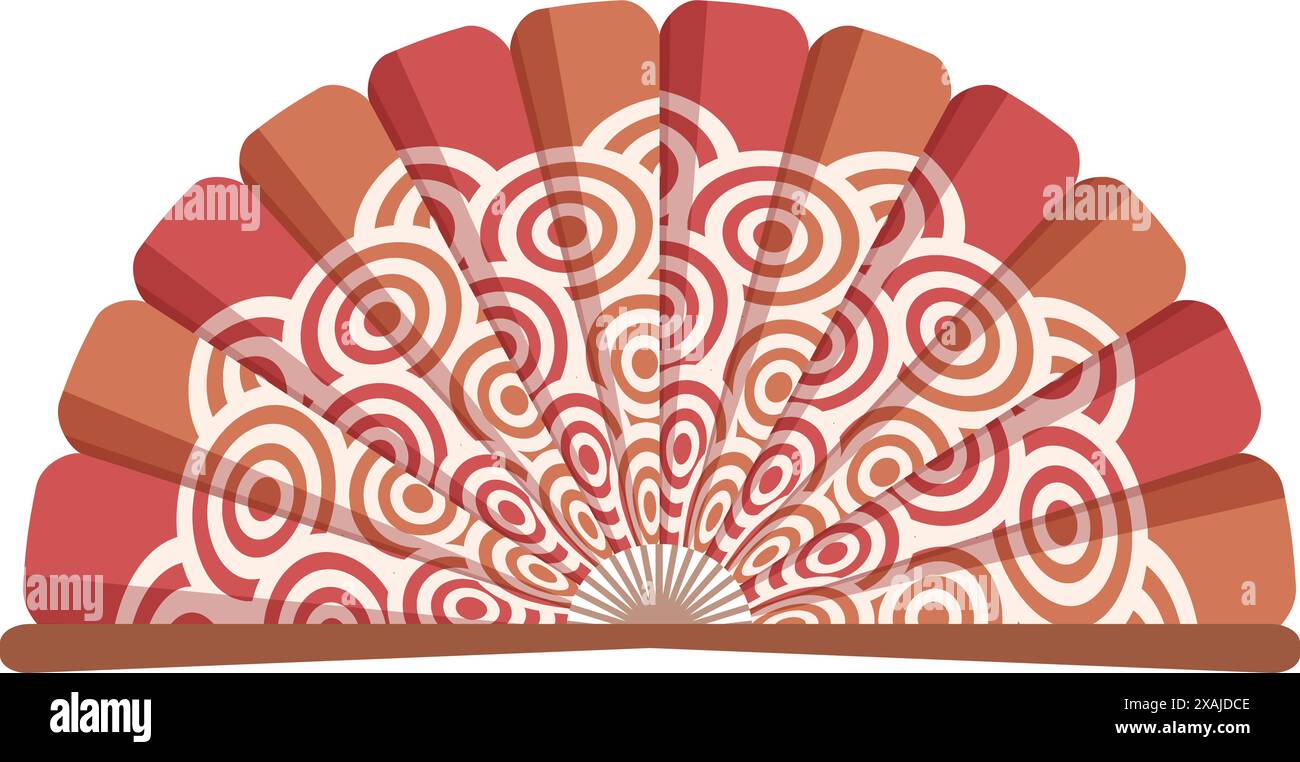 Traditional japanese ornamental fan with red and orange pattern for decoration Stock Vector ...