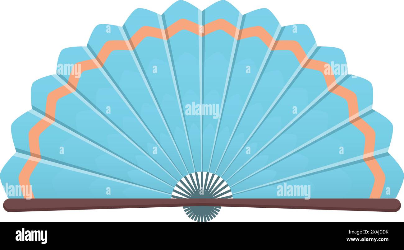 Blue hand fan open, presenting traditional culture object Stock Vector ...