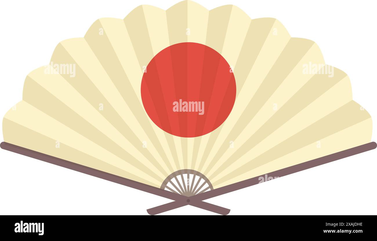 Traditional japanese fan featuring the red sun of the japanese flag ...